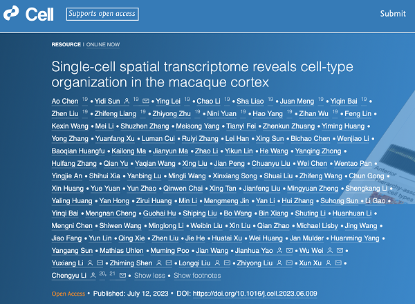 Cell重磅：中国科学院脑智卓越中心、华大等机构发布迄今最完整灵长类脑细胞图谱 - 生物通