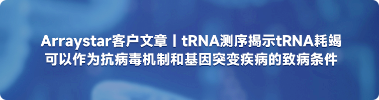 Arraystar客户文章|tRNA测序揭示tRNA耗竭可以作为抗病毒机制和基因突变疾病的致病条件